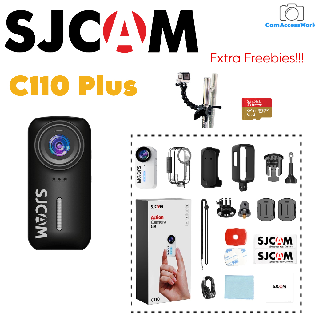 New 2024 SJCAM C110+ Action Camera 4K Dual Anti Shake Mini Camera Wifi ...