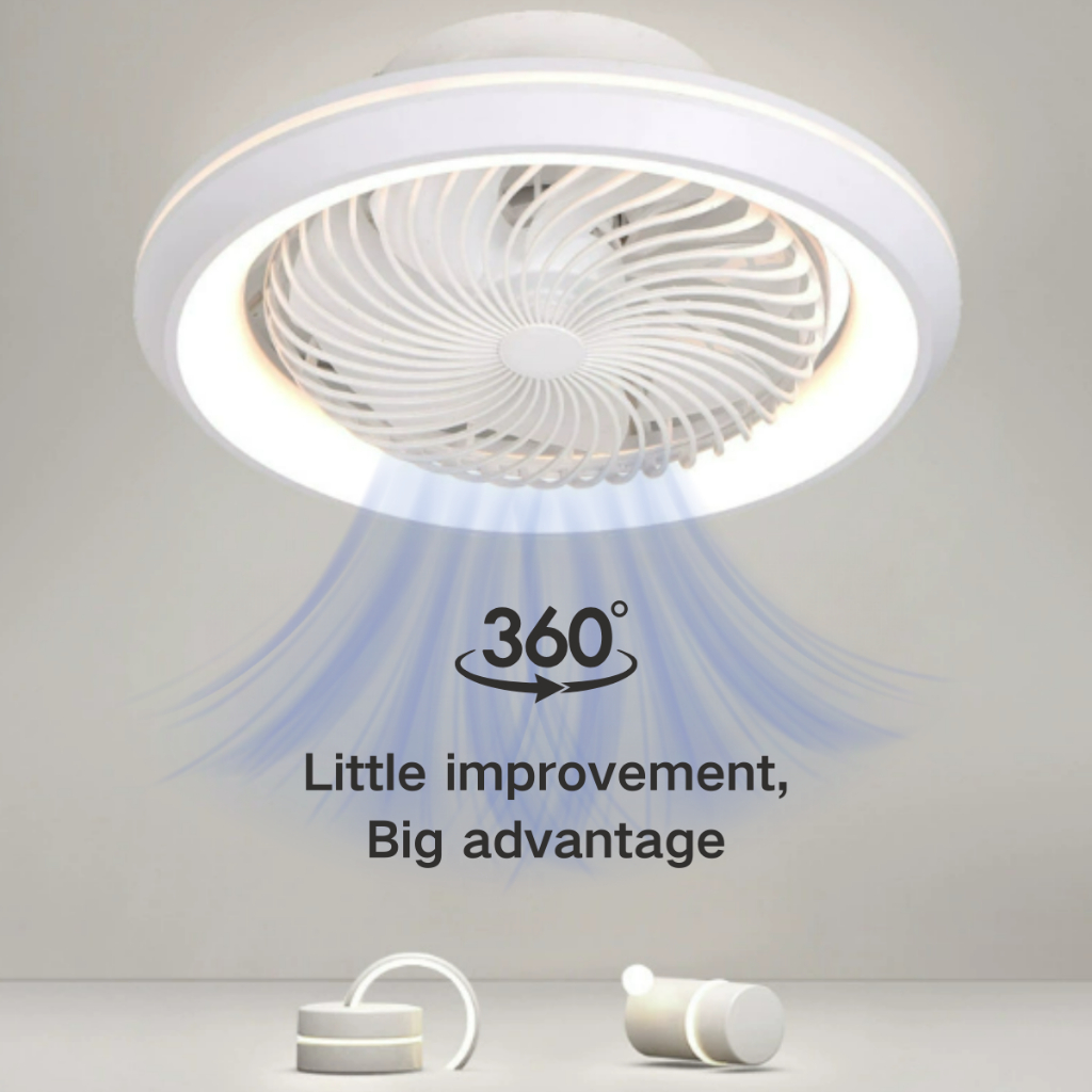 360° Rotation Ceiling fan light intelligent 4-speed timed fan kitchen ...