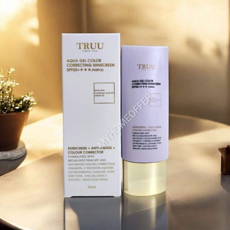 TRUU Aqua Gel Color Correcting Sunscreen SPF50+ Purple ( 50G ) | Shopee ...