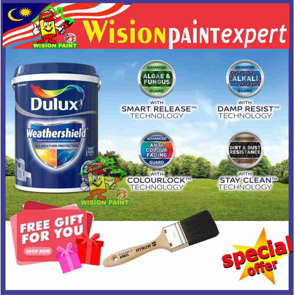 1L ICI DULUX Weathershield Exterior ( FREE 1.5" BRUSH ) Wall Paint 7 ...