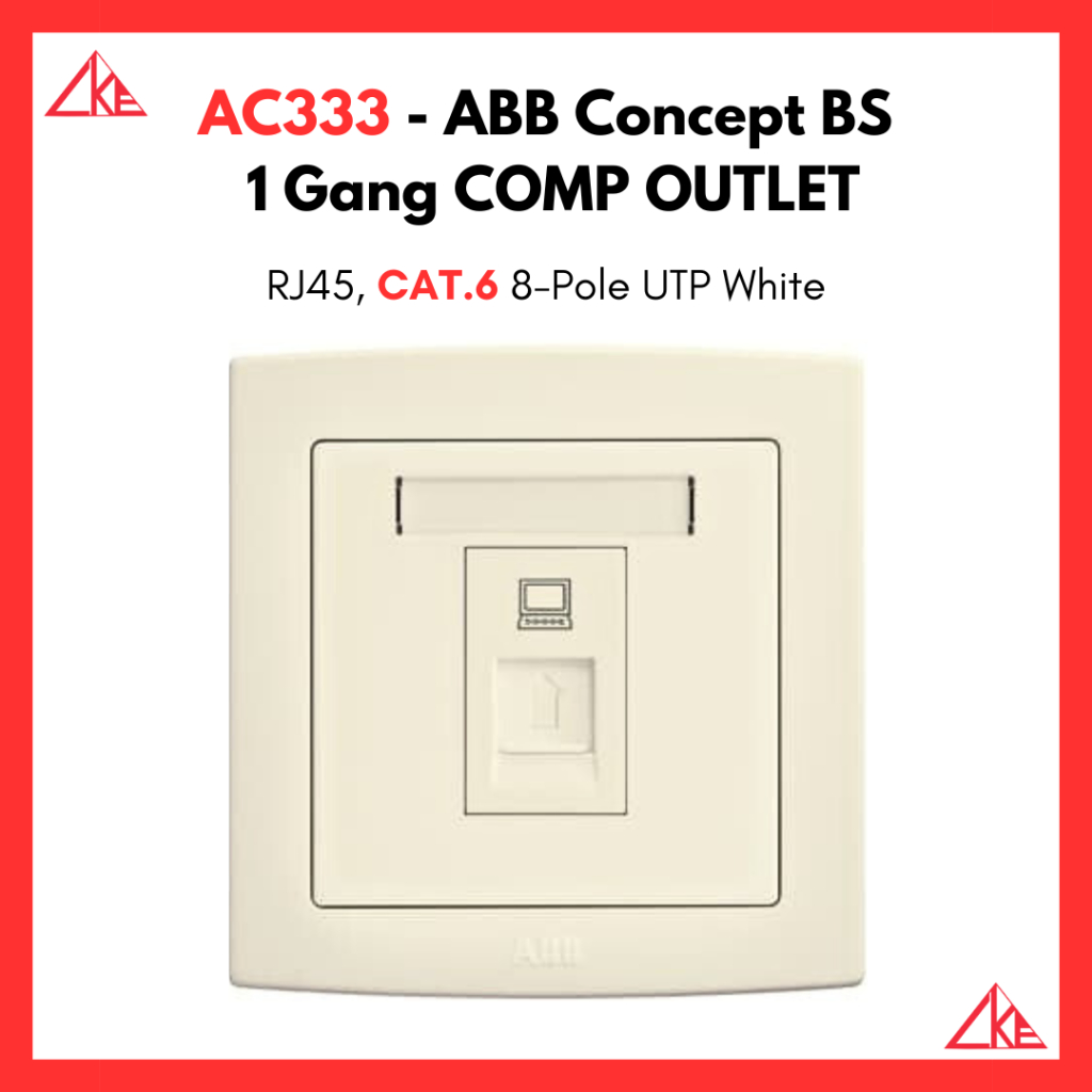 ABB Concept BS AC333 1G COMP OUTLET RJ45 CAT6 8-Pole UTP White | Shopee ...