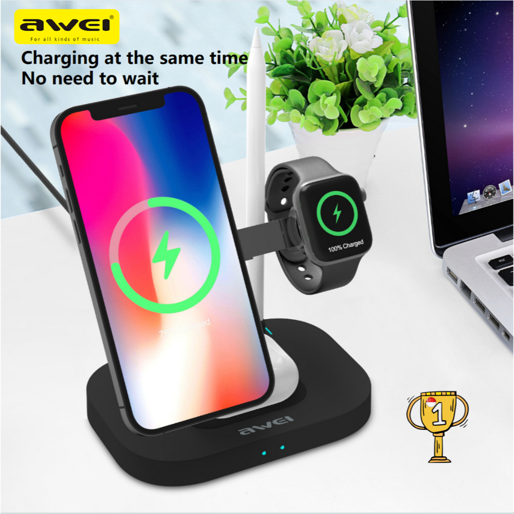Awei W22 Remax RP-W75 3-in-1 Magnetic Wireless Charger for Smartphones ...