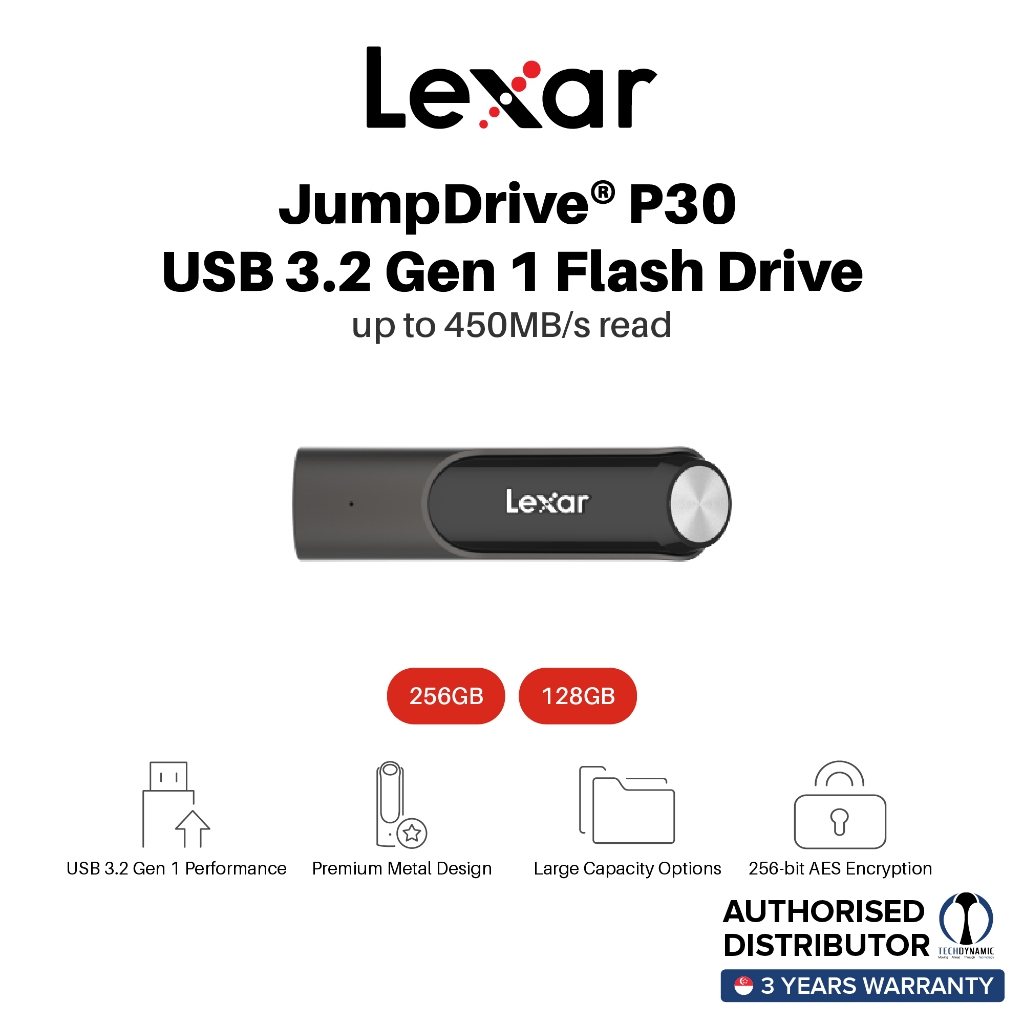 LEXAR JumpDrive P30 USB 3.2 Gen 1 Flash Drive - 128GB & 256GB | Shopee Singapore