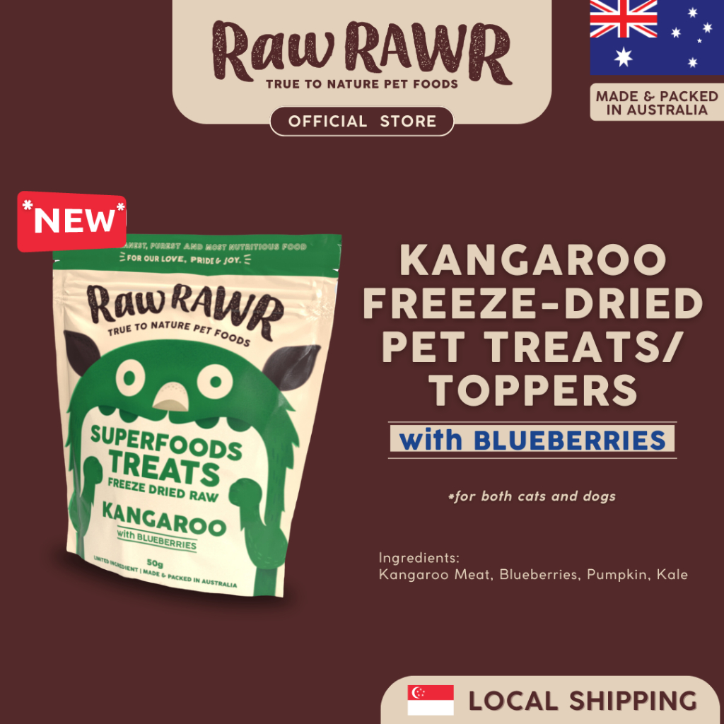 Raw Rawr Freeze Dried Kangaroo with Blueberries Treats/Toppers (50g ...