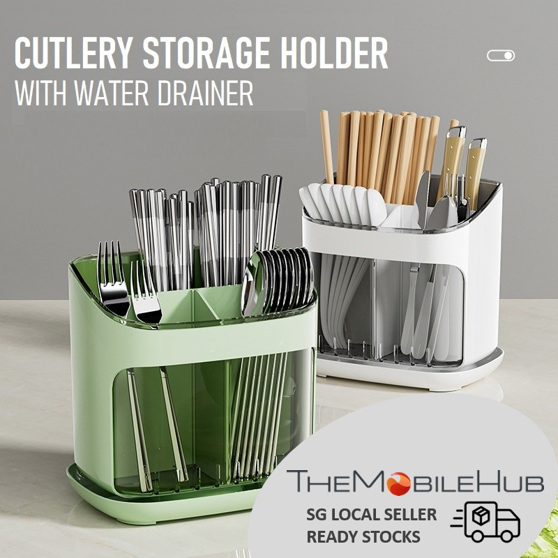 Kitchen Utensil Cutlery Holder with Drainer Spoon Fork Chopsticks ...