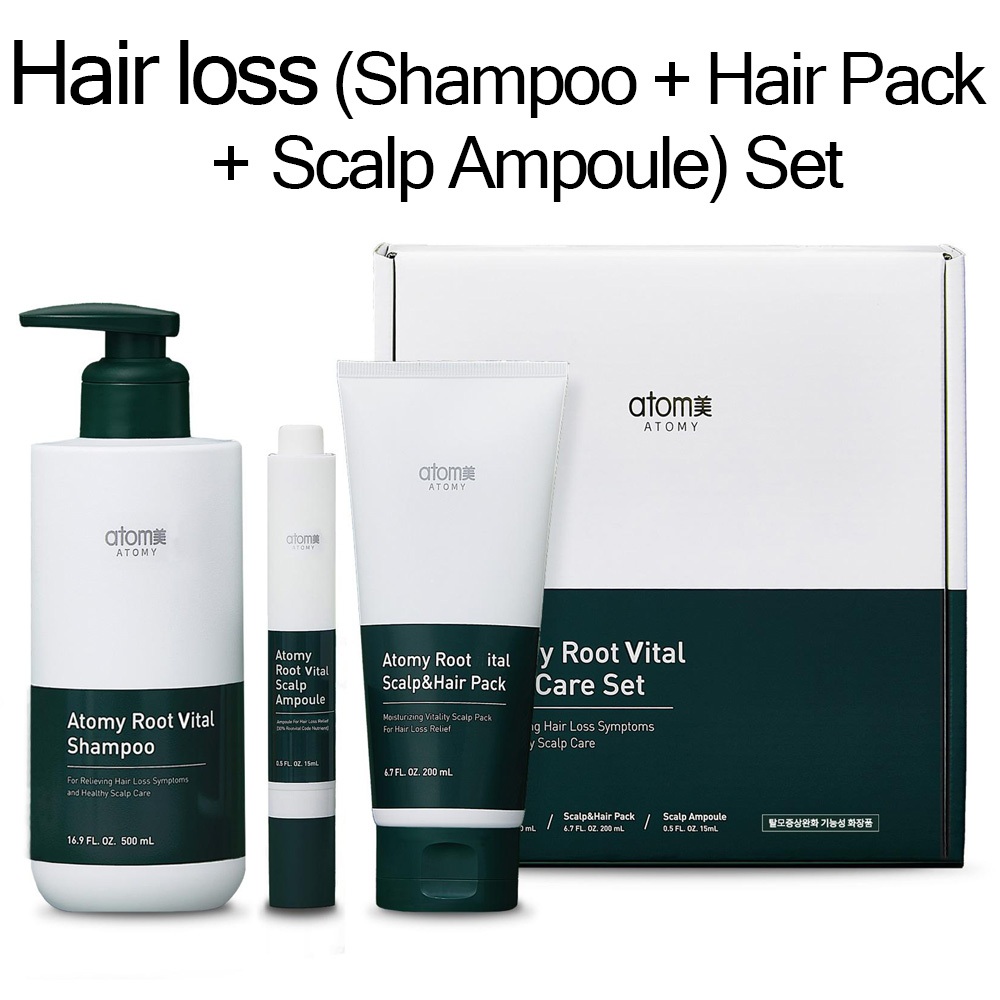 Atomy Root Vital Shampoo + Hair Pack + Scalp Ampoule Set/Hair loss ...
