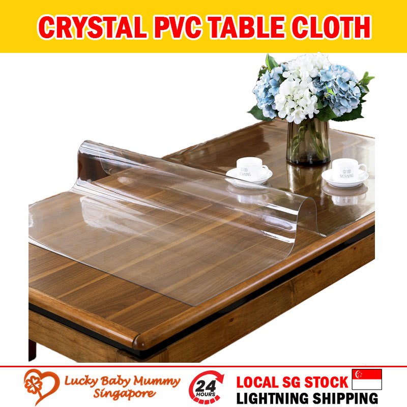 2mm/1.5mm Thickness Transparent Clear PVC Table Cloth Mat Soft Crystal ...