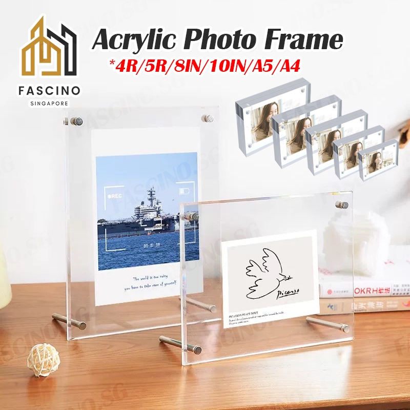 【SG】3in 6in 8in A4 Photo Frame Acrylic Clear Frames Business ...
