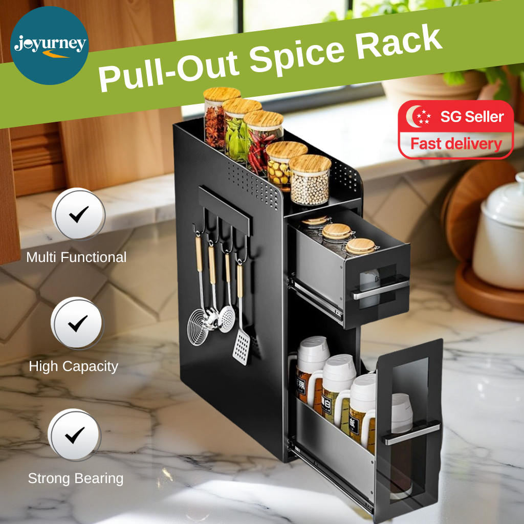 Joyurney Kitchen Countertop Spice Rack Organizer, Pull Out Slim ...