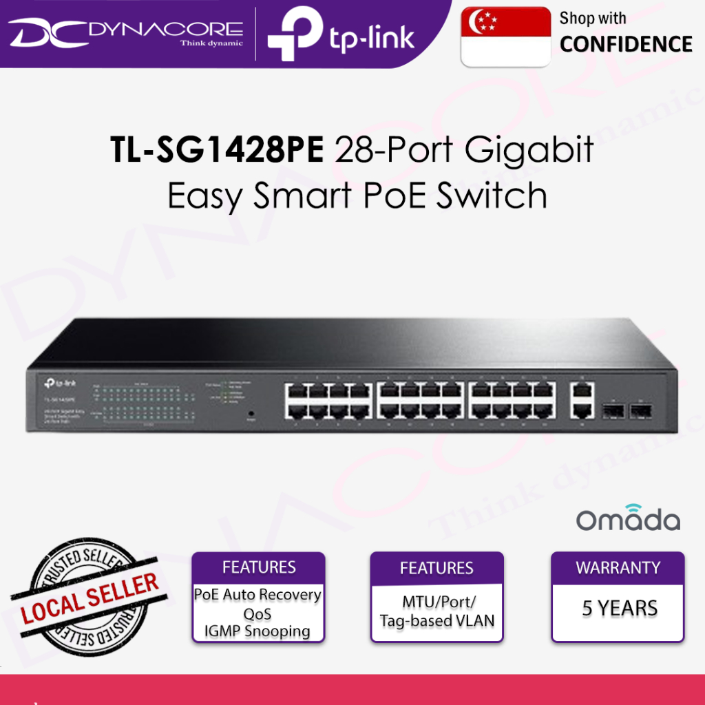 TP-Link TL-SG1428PE 28-Port Gigabit Easy Smart PoE Switch with 24-Port ...