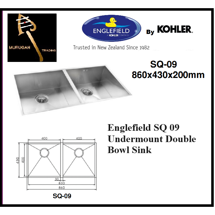 Englefield SQ 09 Undermount Double Bowl Sink | Shopee Singapore