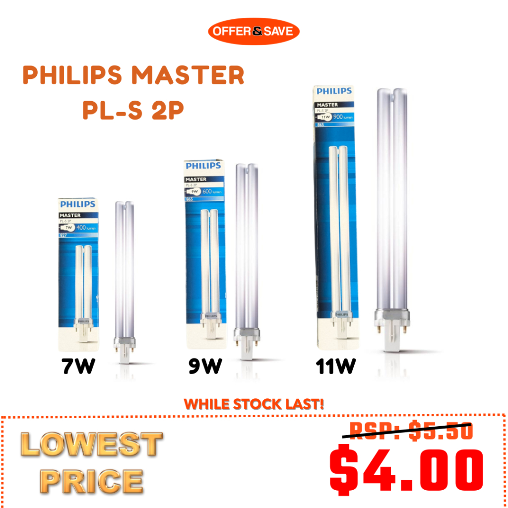 Philips Master PL-S 2Pin 7W/9W/11W 827/865 Lamp | Shopee Singapore