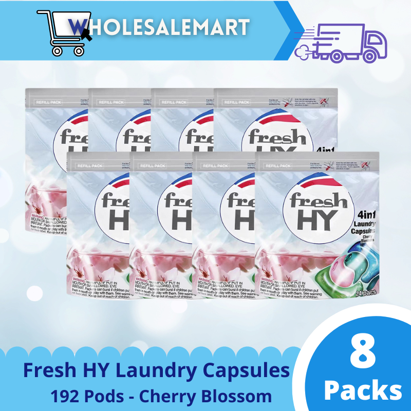 Fresh HY 4-in-1 Laundry Capsules 24pcs x 8 Refill Packs (Lavender ...