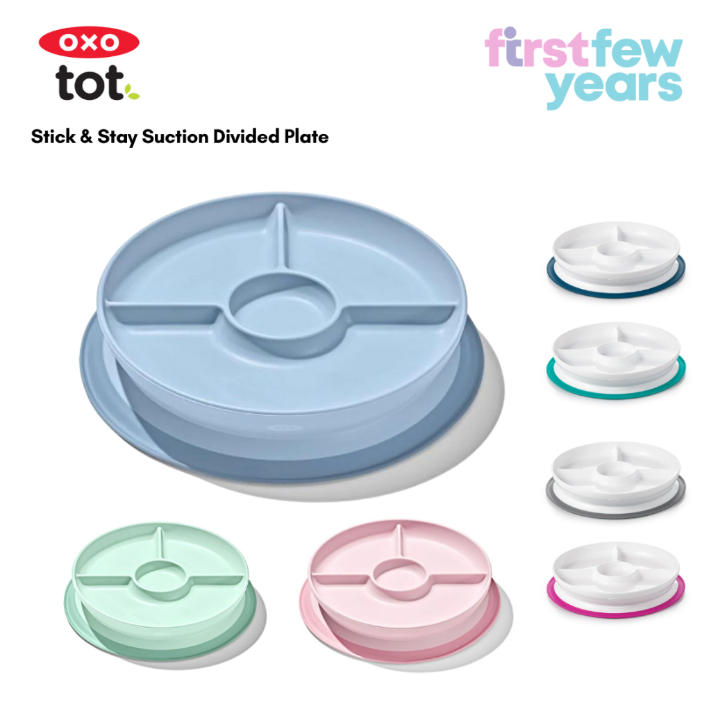 Oxo Tot Stick & Stay Suction Divided Plate (7 Colours) | Shopee Singapore