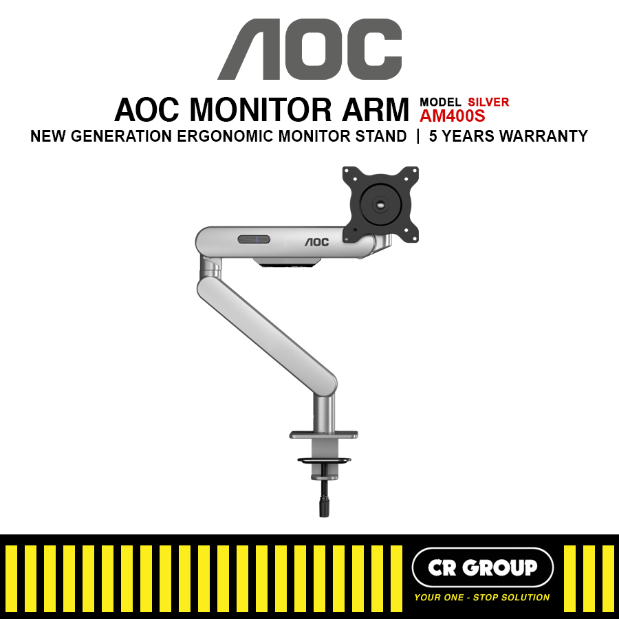 AOC AM400S - C-Clamp & Grommet Desk-Mount Single Monitor Arm - Monitors ...
