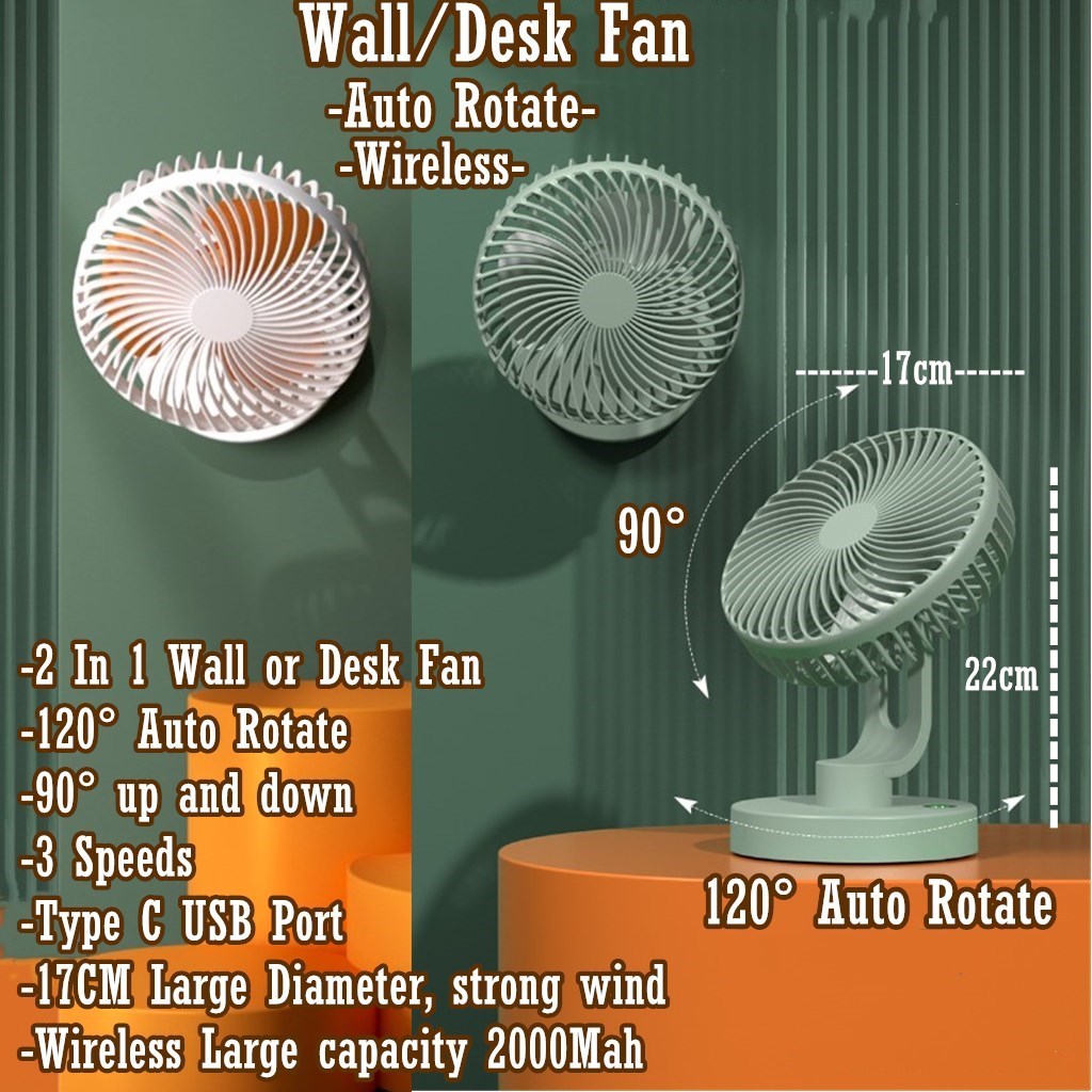 SG Seller Portable Wireless Auto Rotate Fan USB Rechargeable Fan ...
