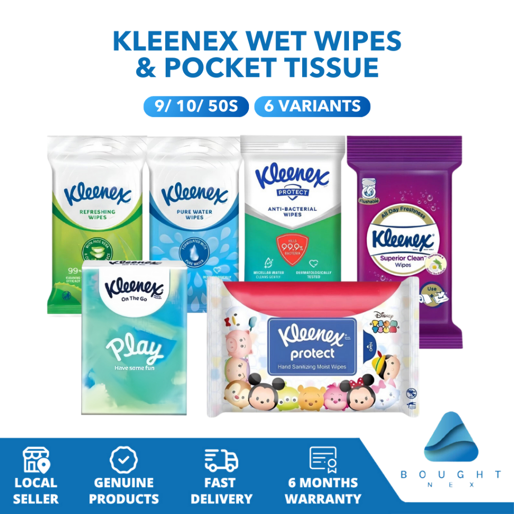 Kleenex Wet Wipes & Tissue - 9s/10s, Soft, Gentle, Convenient Travel ...