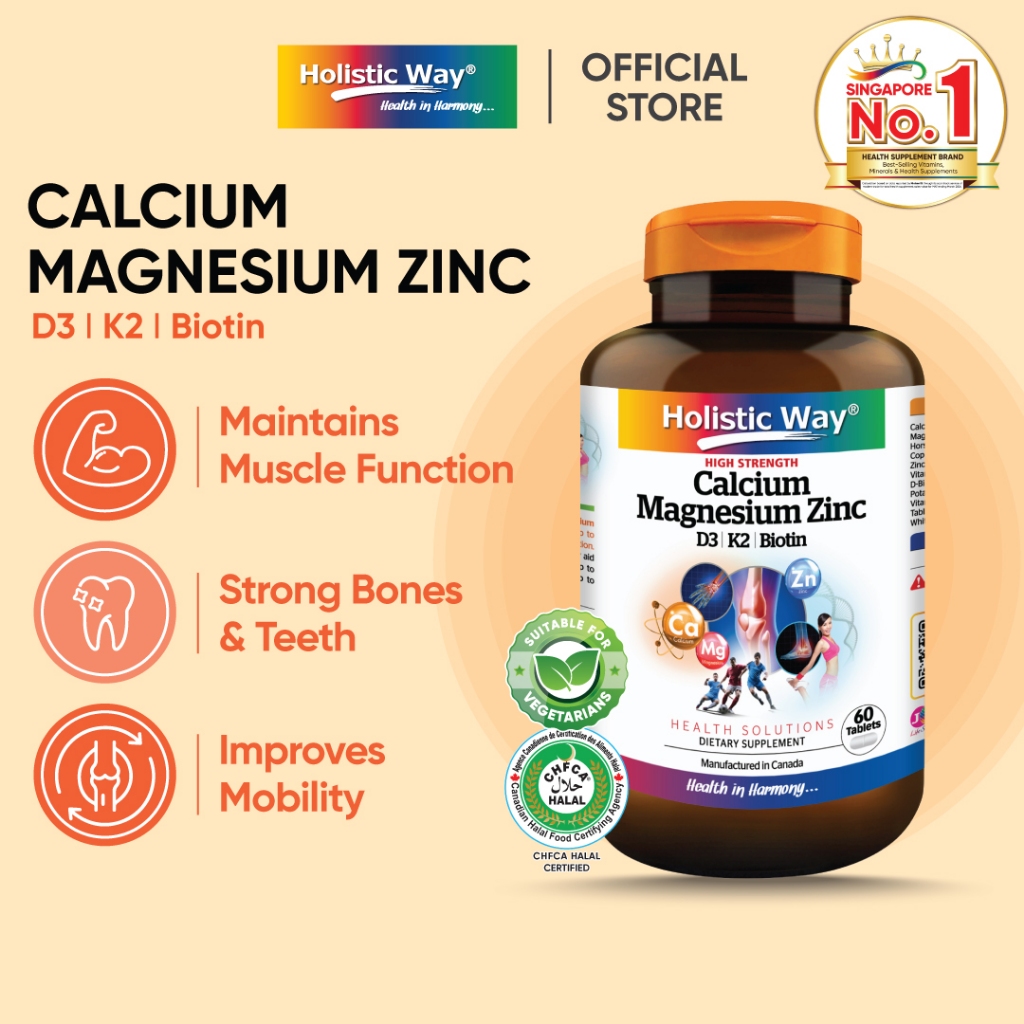 Holistic Way High Strength Calcium Magnesium Zinc - Halal | Vegetarian ...