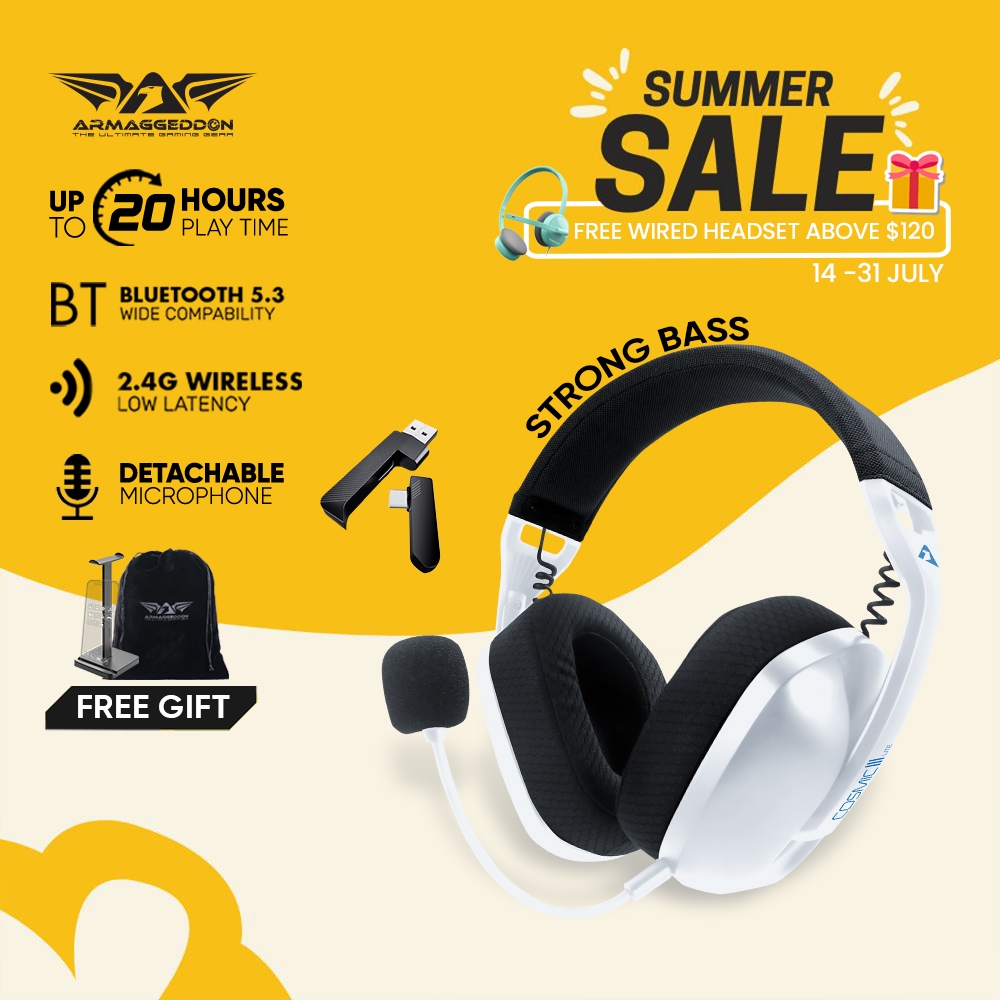 Armaggeddon Cosmic III Lite Bluetooth Wireless 2.4G Gaming Headphone ...
