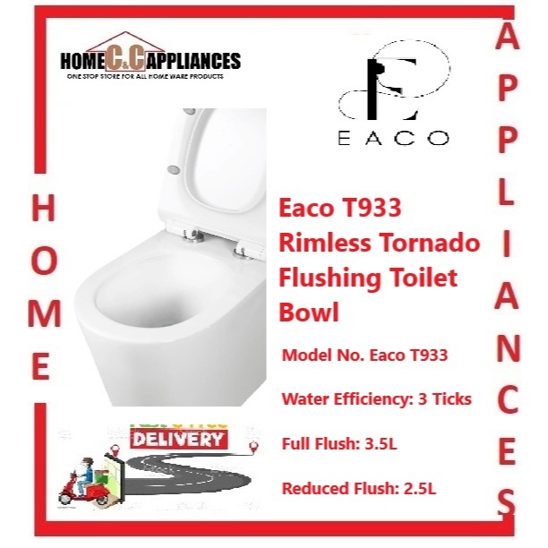 Eaco T933 Rimless Tornado Flushing Toilet Bowl | Express Free Home ...