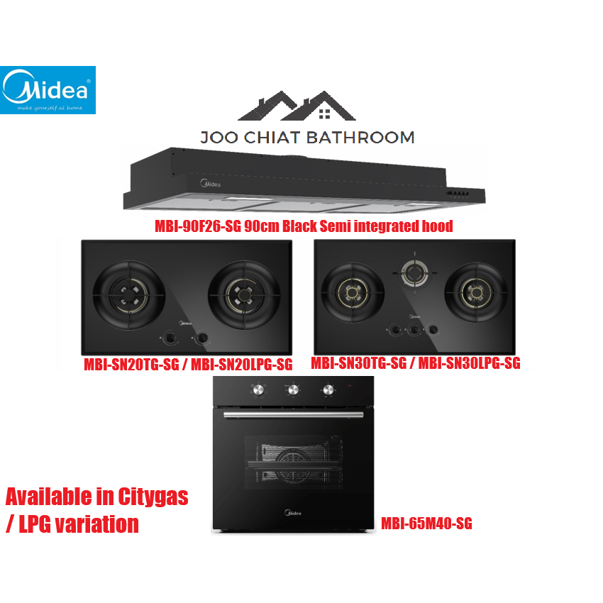 Midea Black Semi integrated hood MF90F26EM26BB tempered glass cooker ...