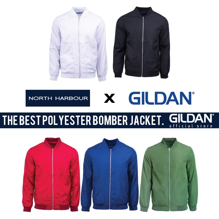 GILDAN x NORTH HARBOUR Unisex Bomber Jacket - Burgundy / Light Grey ...