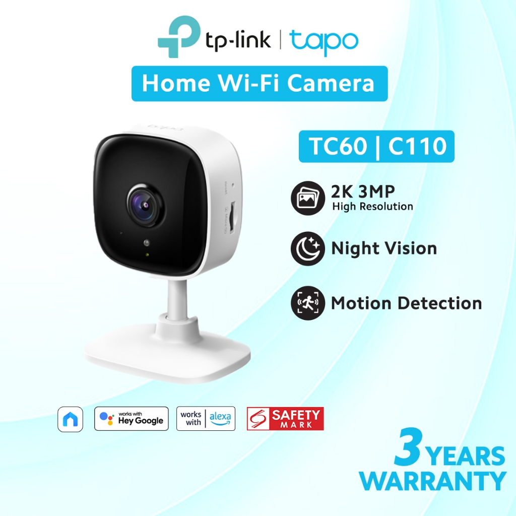 TP-Link 2K Full HD Home Security IP CCTV Camera Tapo C110/TC60 (Night View/Motion Detect ...