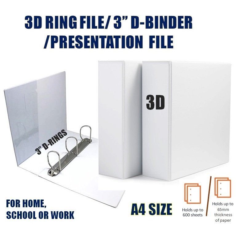 3D RING FILE / 3INCH PRESENTATION FILE 3 RING 65MM/ A4 3D RING FILE ...