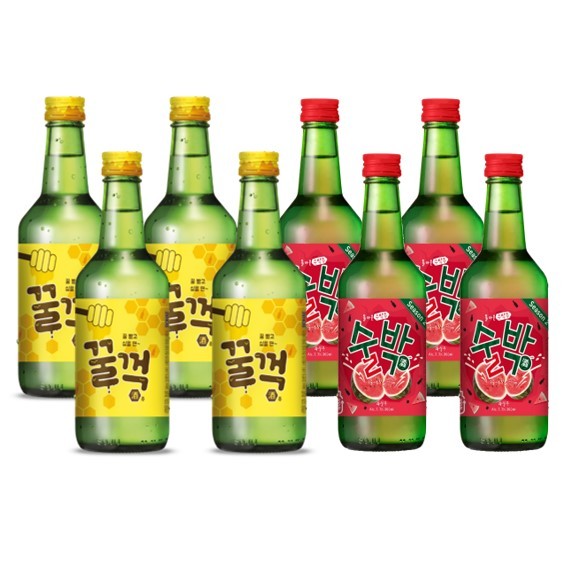 Bohae Honey Soju (Alc: 9.2%) & Watermelon Soju (Alc: 7.7%) 8 Bottle ...