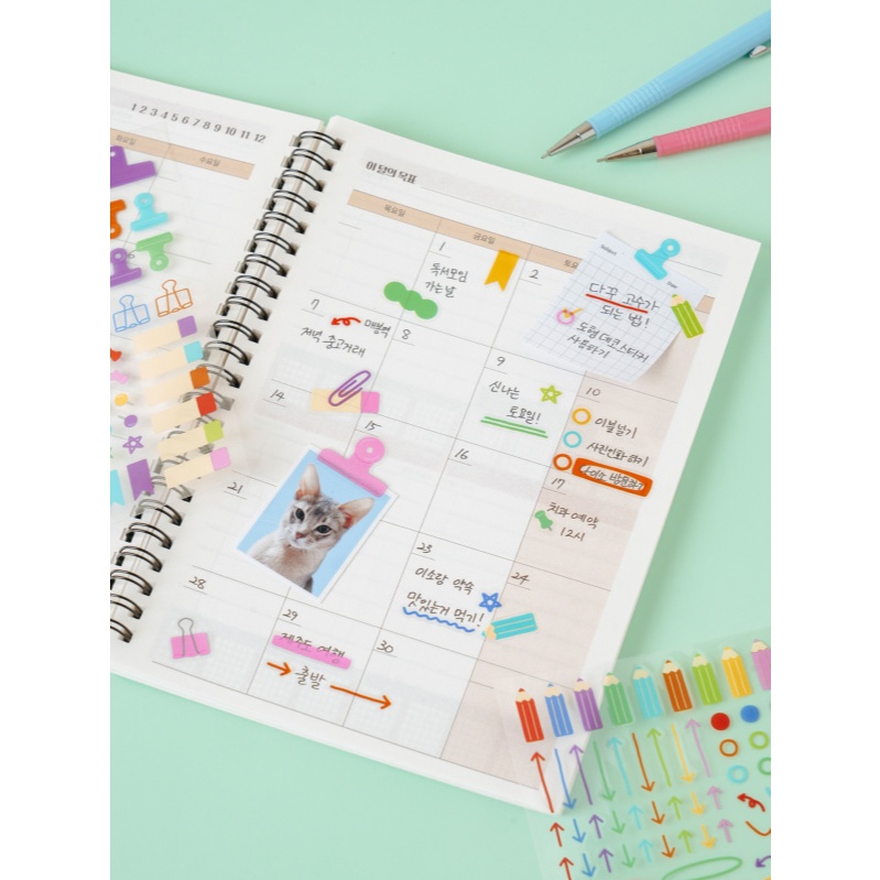 [Daiso Korea] Notes Decoration Semi-Transparent Sticker Diary Sticker ...