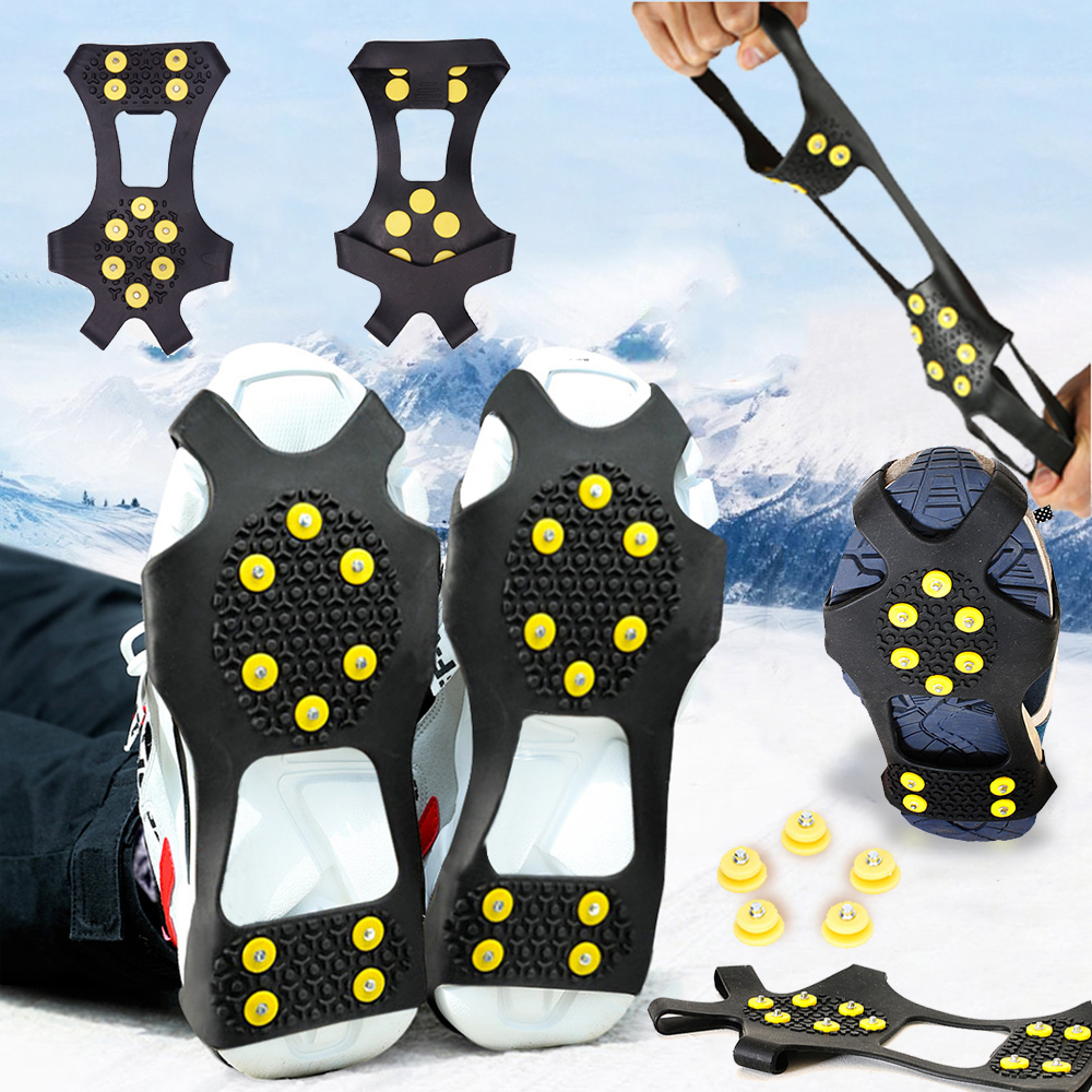 Snow Shoes Covers Grip 10 Studs Snow Ice Claw Anti-Skid Anti-Slip ...