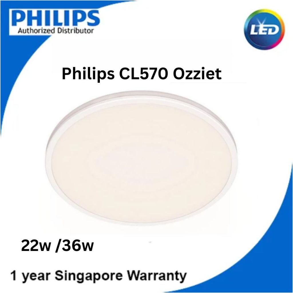 Philips Ozziet CL570 Slim Ceiling Light with Scene Switch, 36W and 22W ...