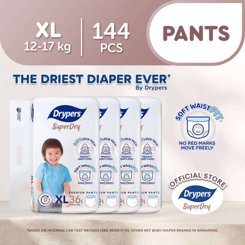 (New Range) Drypers SuperDry Premium Pants Baby Diaper XL (12-17kg ...