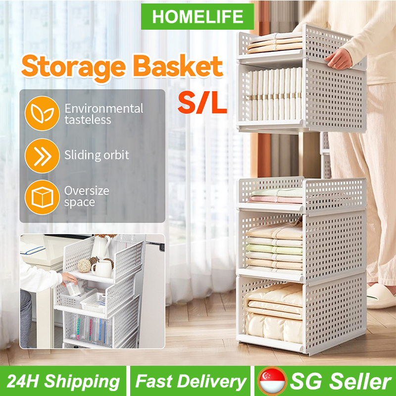 [SG Stock] Foldable Stackable Layered Partition Storage Rack Office ...