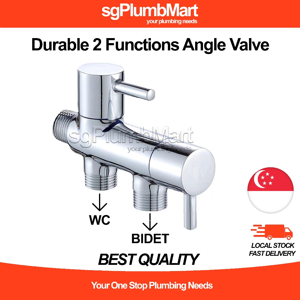 sgPlumbMart Dual Angle Valve Toilet Bidet 2 Way Water Divider | Shopee Singapore