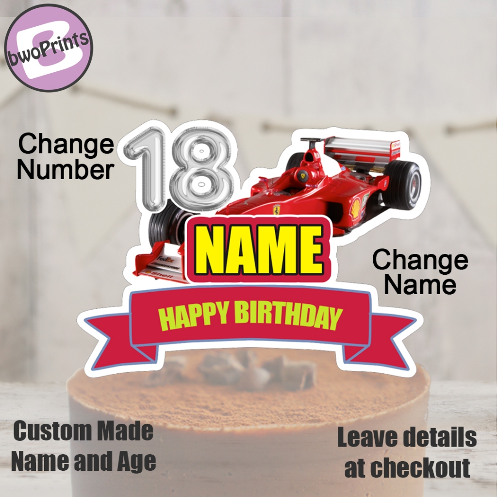 Ferrari RedBull Mercedes F1 Motorcar Formula 1 Cake Topper Cupcake ...