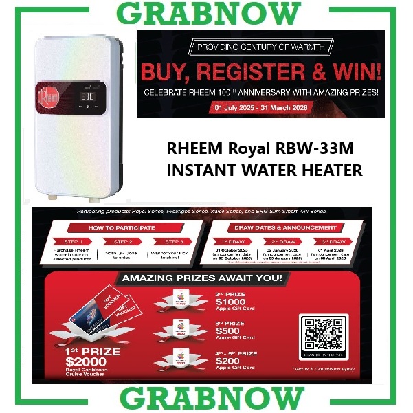 RHEEM Royal RBW-33M INSTANT WATER HEATER ,Soft Touch LCD Display / FREE ...