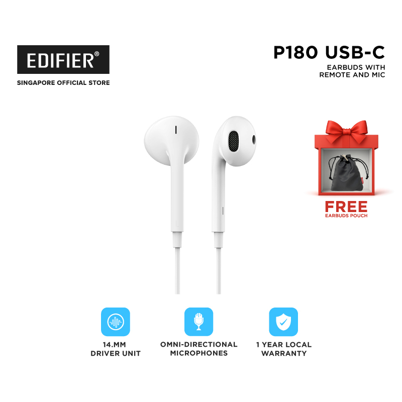 Edifier P180 Plus Usb-C Wired Hi-Resolution Earbuds With Microphone ...