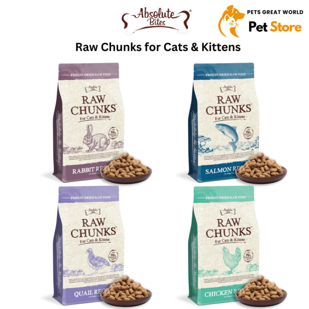 Absolute Bites Raw Chunks Freeze Dried Raw Cat Food 150g/280g | Shopee ...