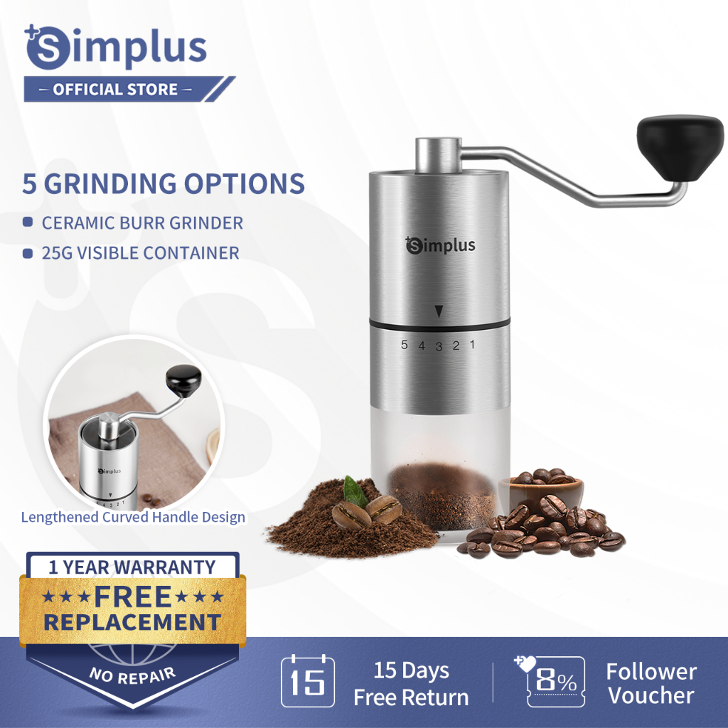 Simplus Manual Coffee Bean Grinder 5 levels External Coarseness ...