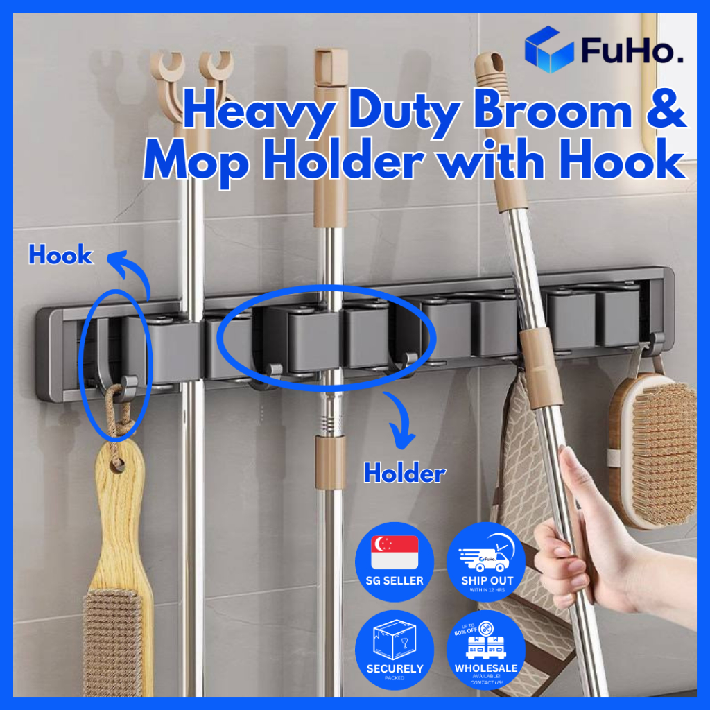 🇸🇬READY STOCK🇸🇬 Fuho Broom & Mop Holder | Heavy Duty Mop Holder | Mop ...
