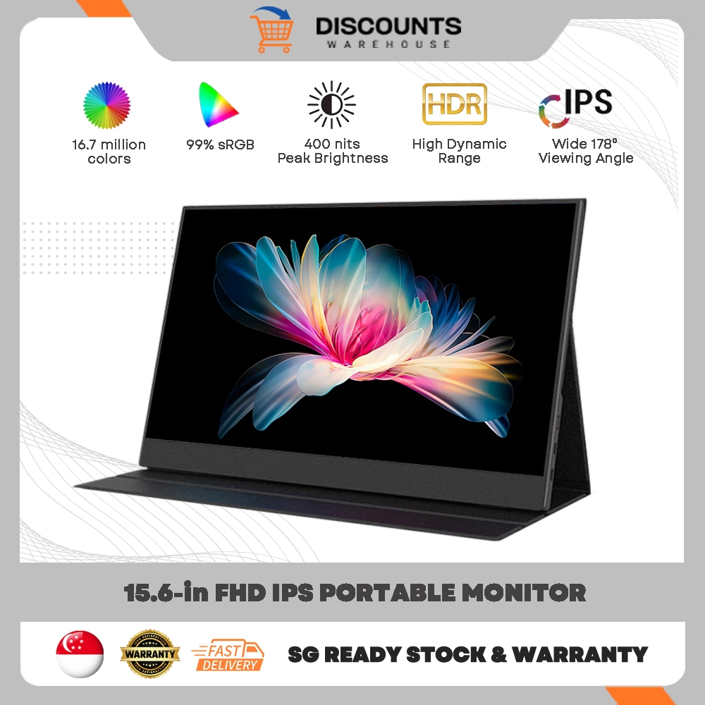 [SG Stock Warranty] 15.6 Full HD IPS Portable Monitor Built-in Leather ...