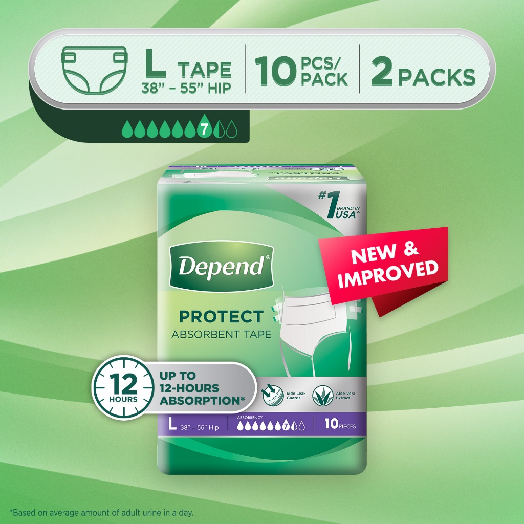 [Bundle Of 2] Depend Protect Plus Tape L (10 Pcs) | Shopee Singapore