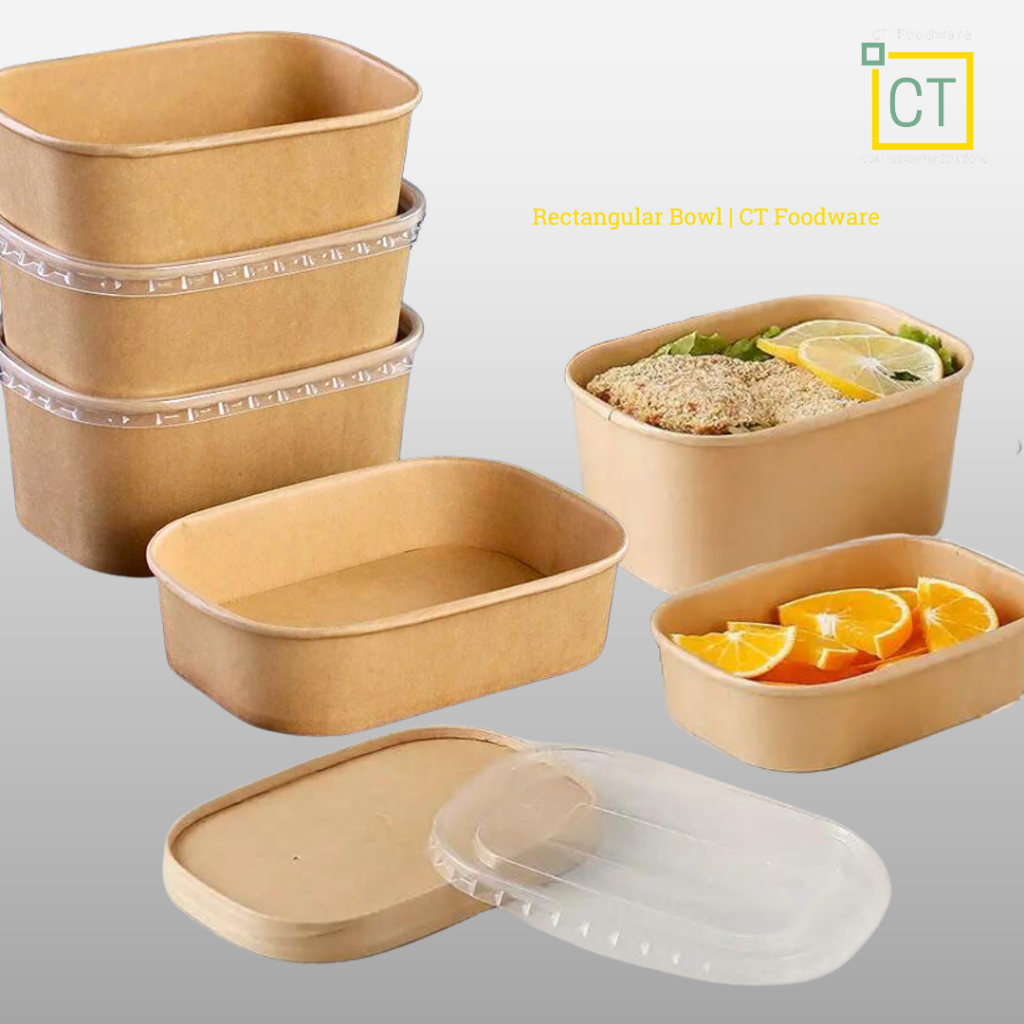 Rectangular Kraft Paper Bowl - 1000ml ( Eco-friendly Paper Food ...