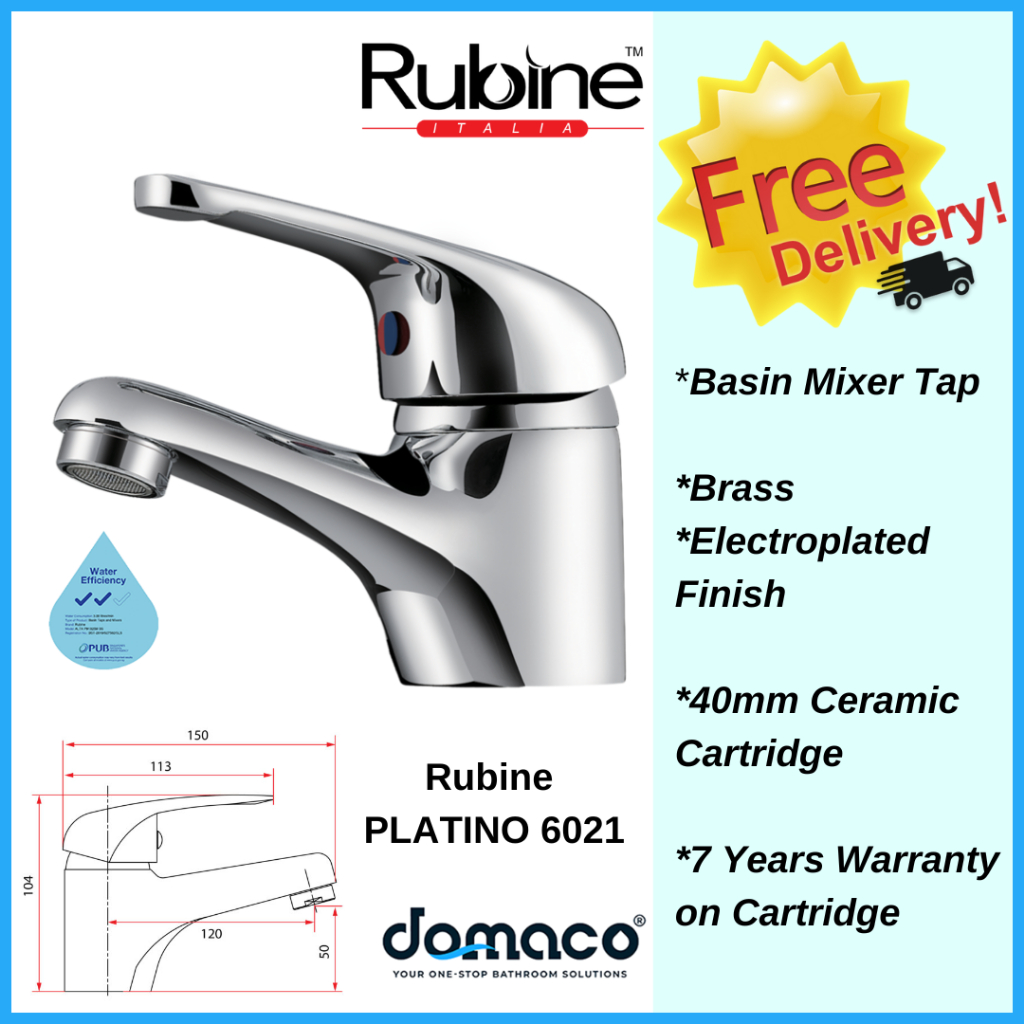 Rubine Platino 6021 Basin Mixer Tap (Chrome) | Shopee Singapore