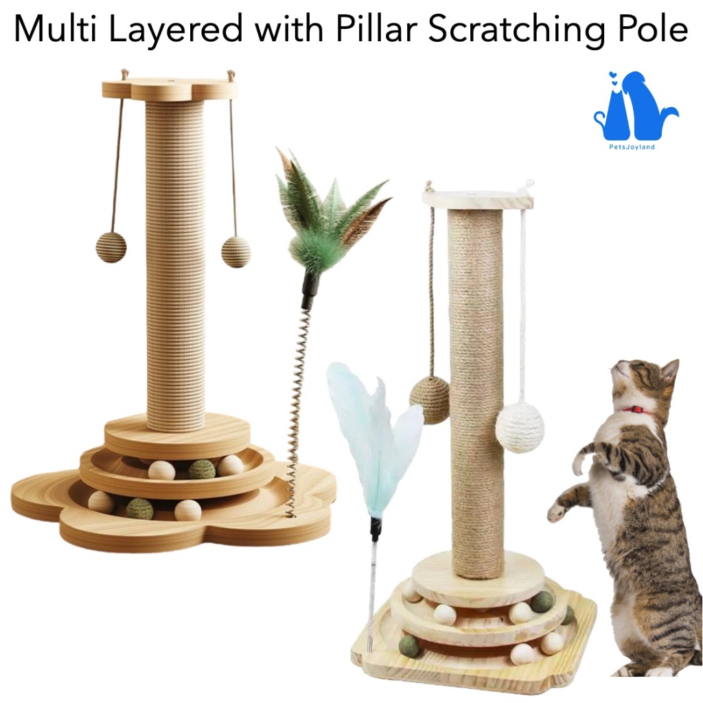 Wooden Scratching Pole / Scratcher / Sisal Rope Pole / Sisial ...