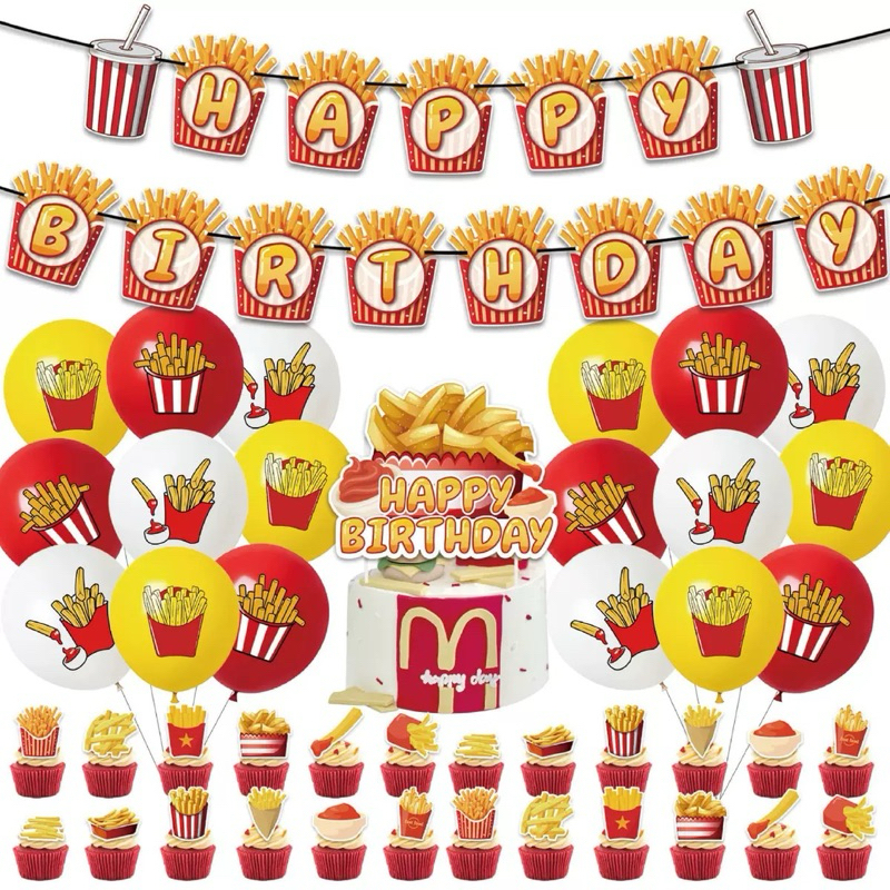 [Ready Stock]Fries MacDonald Themed Happy Birthday Party Decorations ...