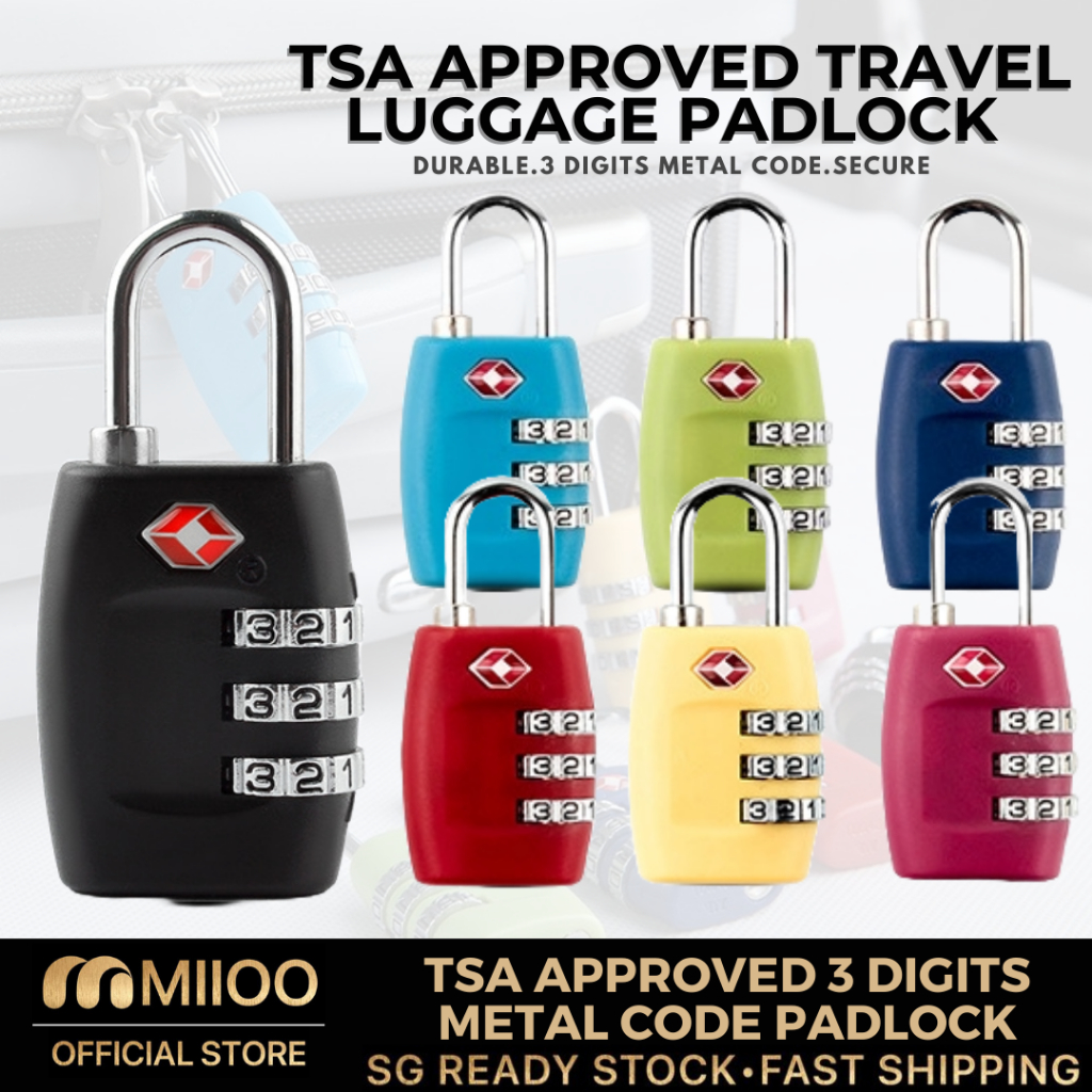 TSA Approved Travel Luggage Padlock, 3 Digit Combination Resettable ...