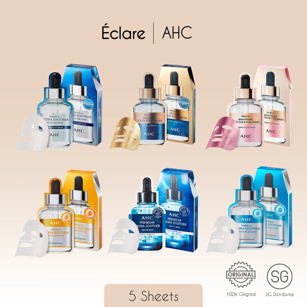 AHC Premium Sheet Mask Advanced 5pcs - Hydra Gold Foil Mask, Hydra ...