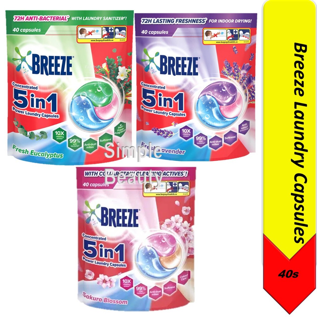 Breeze 5in1 Power Laundry Capsules Detergents Refill Pack, 40 Capsules ...